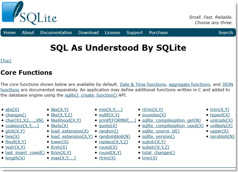 SQLite Query Language: Core Functions | Lifeforce Software: Tips and Research